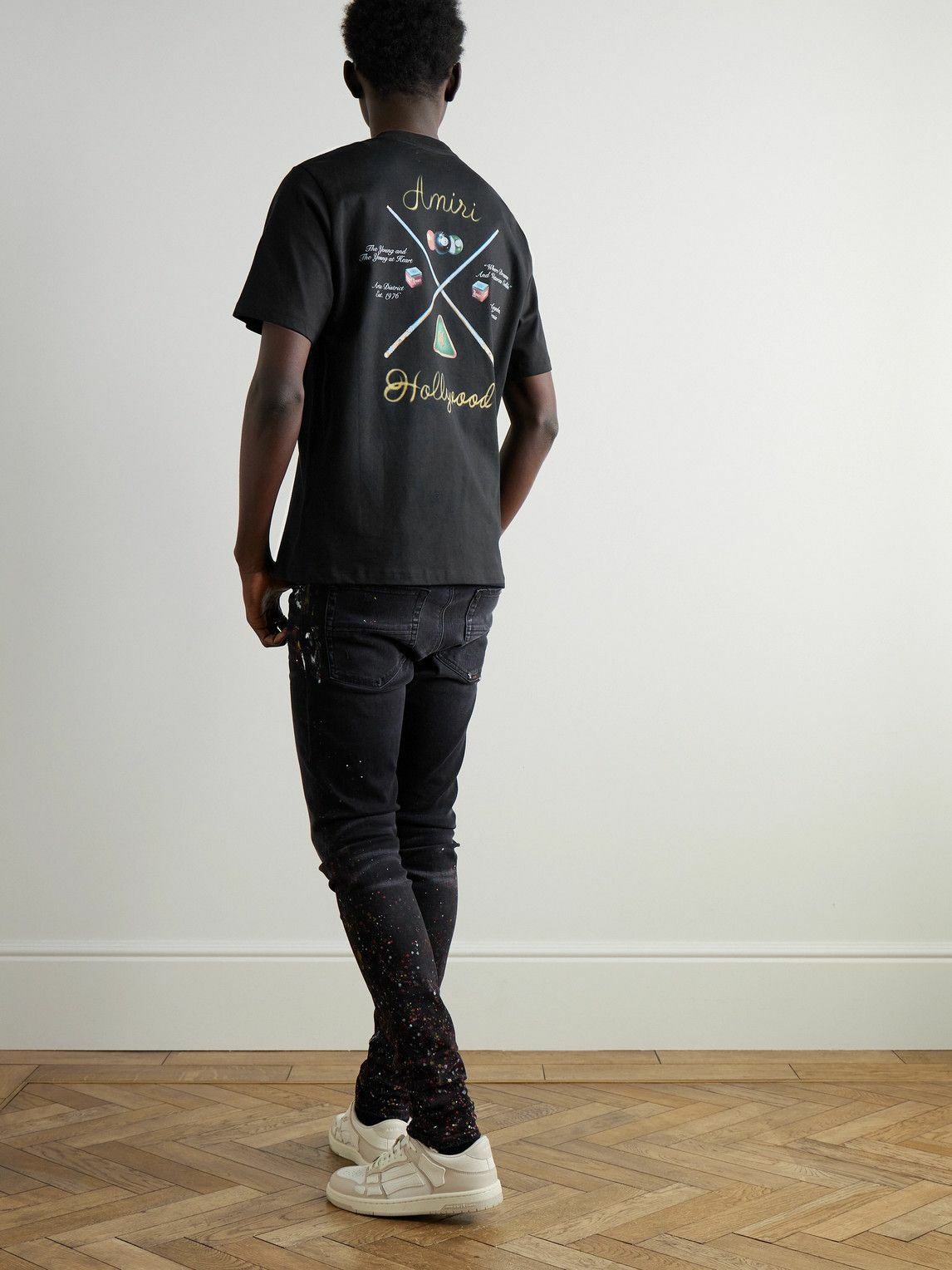 AMIRI - Pool Cue Logo-Print Cotton-Jersey T-Shirt - Black Amiri
