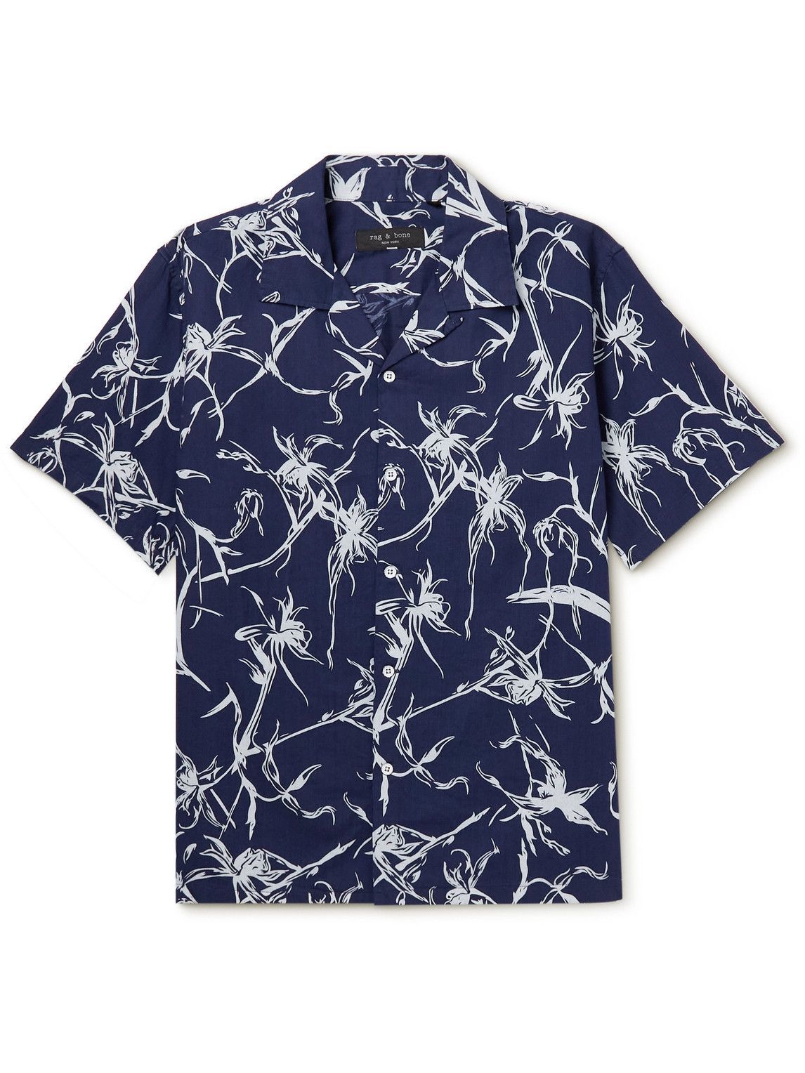 Rag & Bone - Avery Convertible-Collar Printed Cotton Shirt - Blue Rag ...