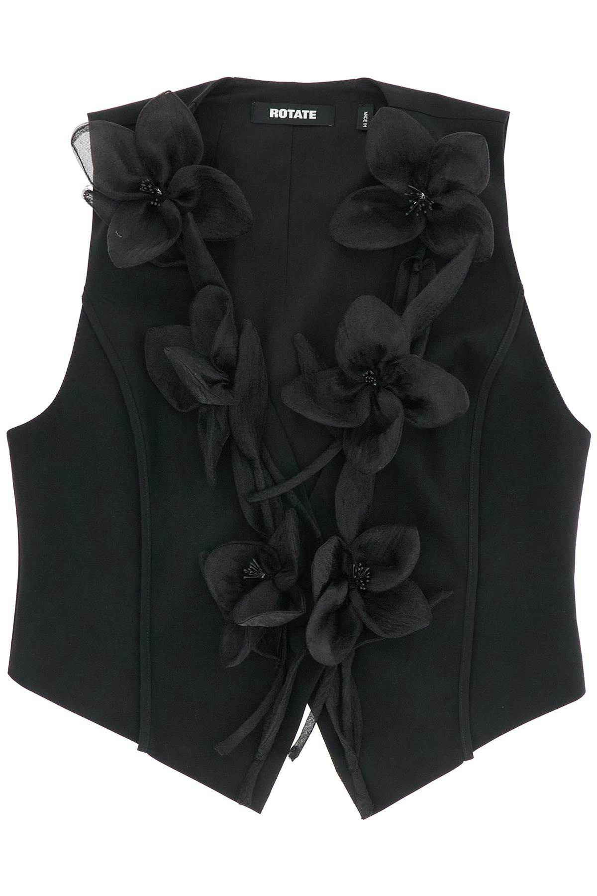 ROTATE black vest in recycled fabric with flowers without sleeves Black ...