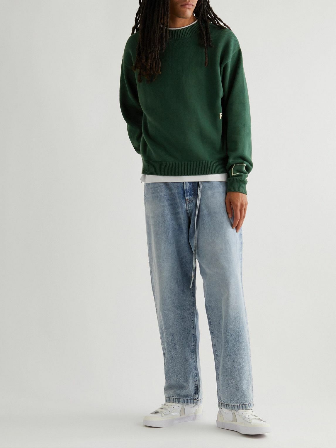 Reese Cooper® - Logo-Intarsia Cotton Sweater - Green Reese Cooper