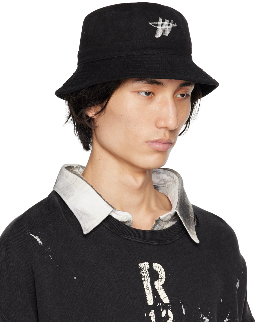 We11done Black WD One Logo Bucket Hat We11done