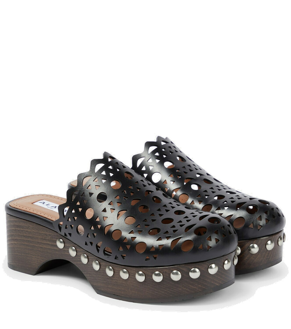 Alaïa Laser-cut leather clogs ALAÏA