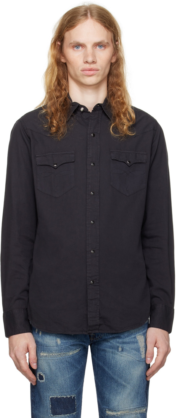 RRL Black Slim Fit Western Shirt RRL