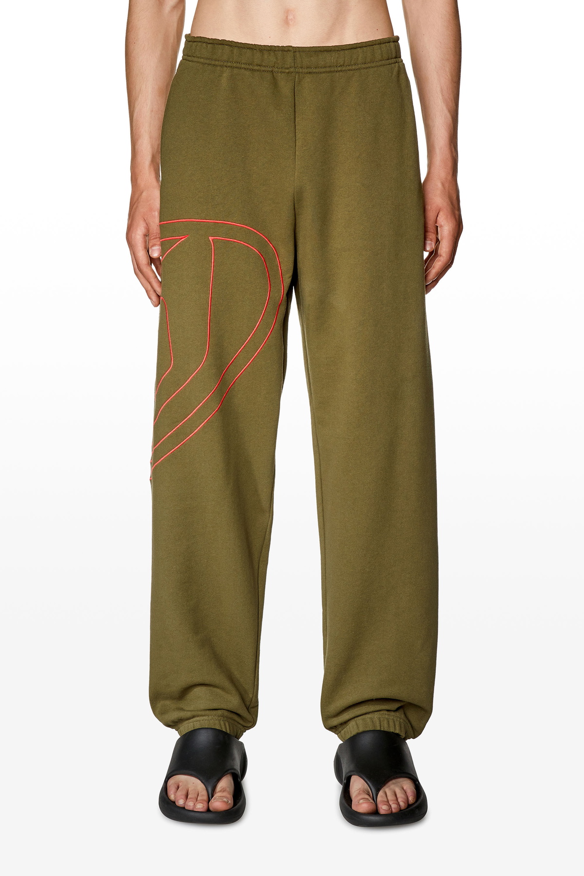 Diesel Track pants with mega oval D - Pants Mens in Green Diesel