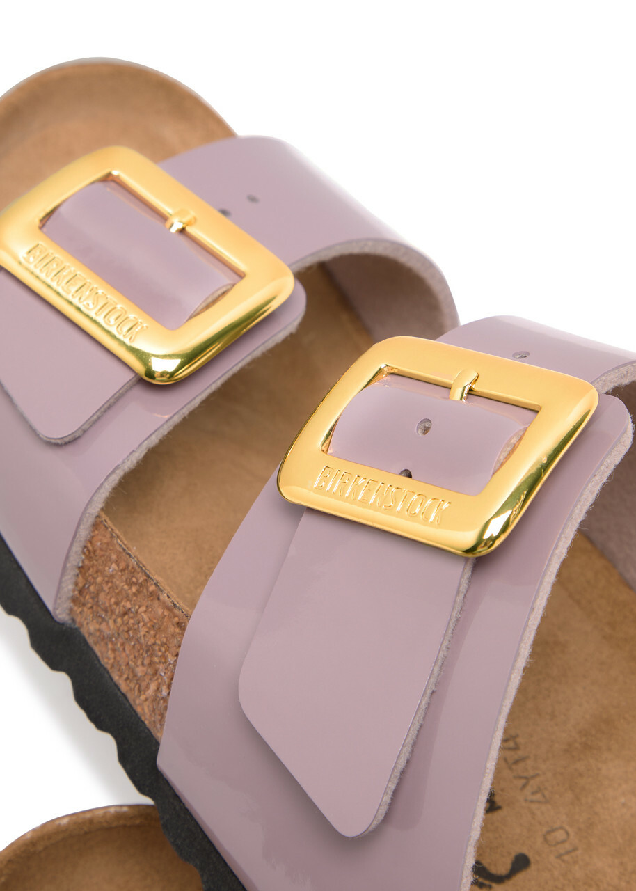 Birkenstock Sydney Patent Leather Sliders Lilac Birkenstock