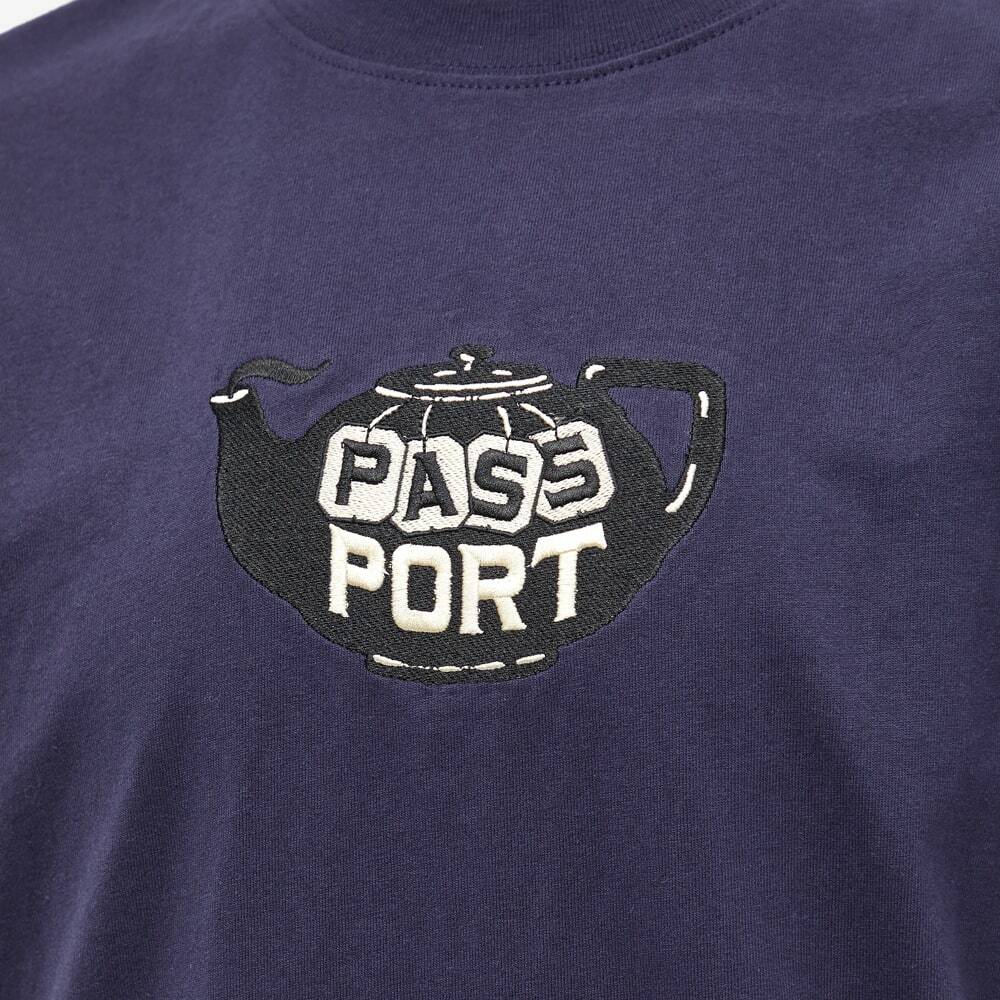 Pass~Port Men's Tea~Pot Embroidery T-Shirt in Navy Pass~Port