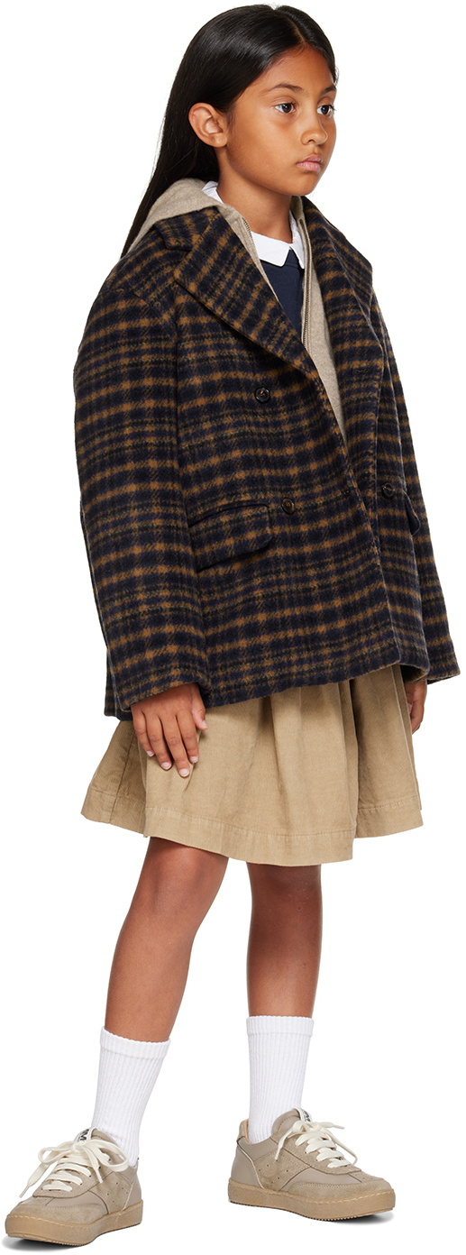 Bonpoint Kids Navy & Brown Tinley Coat Bonpoint