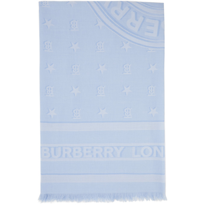 Burberry Blue Silk Monogram Scarf Burberry