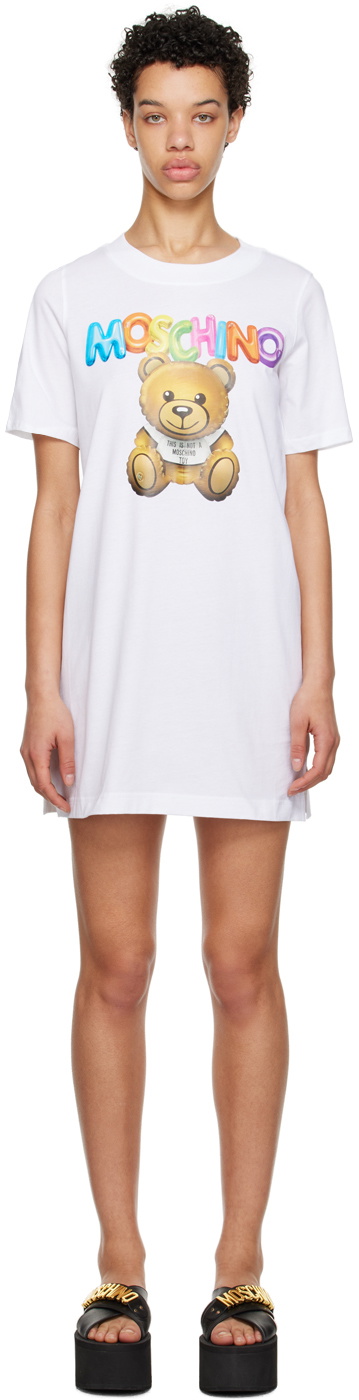 Moschino White Inflatable Teddy Bear Minidress Moschino
