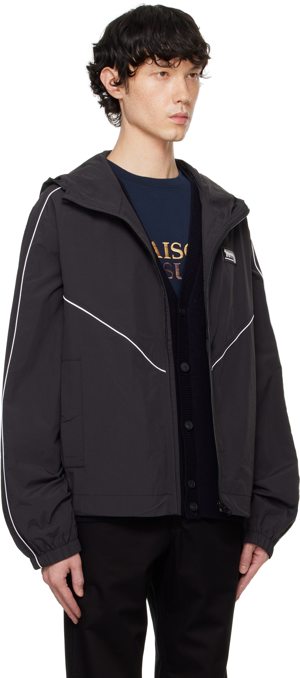 Maison Kitsuné Black Technical Windbreaker Jacket Maison Kitsune