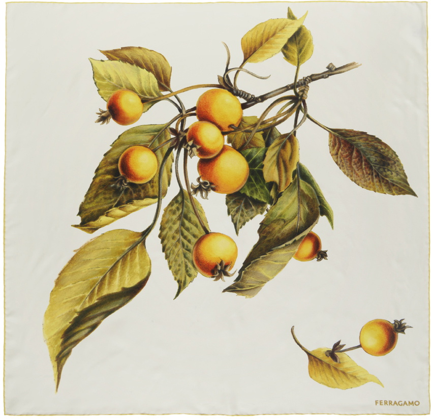 Ferragamo Off-White Persimmon Print Scarf Salvatore Ferragamo
