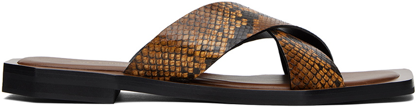 Wales Bonner Brown Snake-Embossed Sandals Wales Bonner