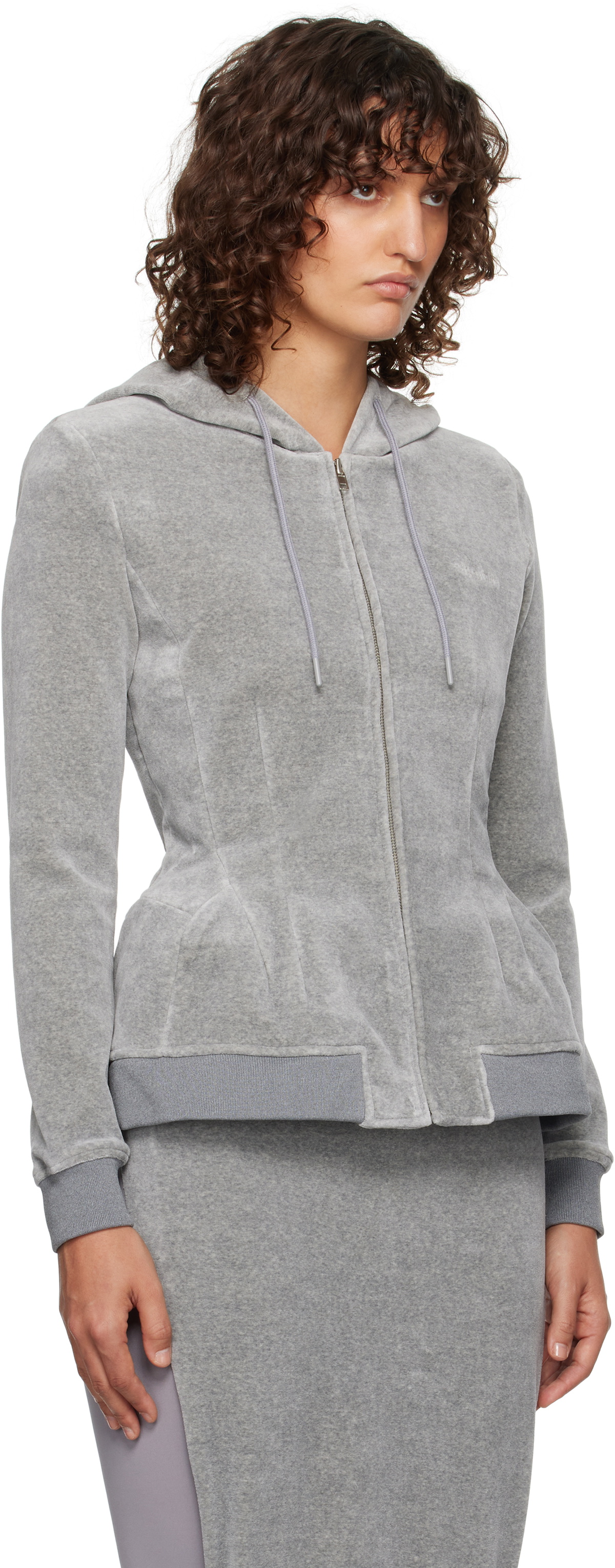 Pushbutton Gray Hourglass Zip-Up Hoodie Pushbutton