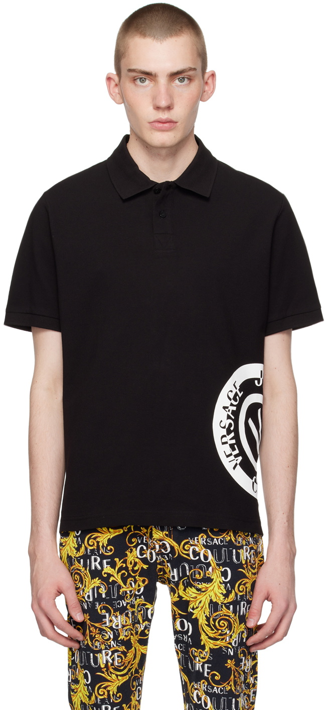 Versace Jeans Couture Black V-Emblem Polo Versace