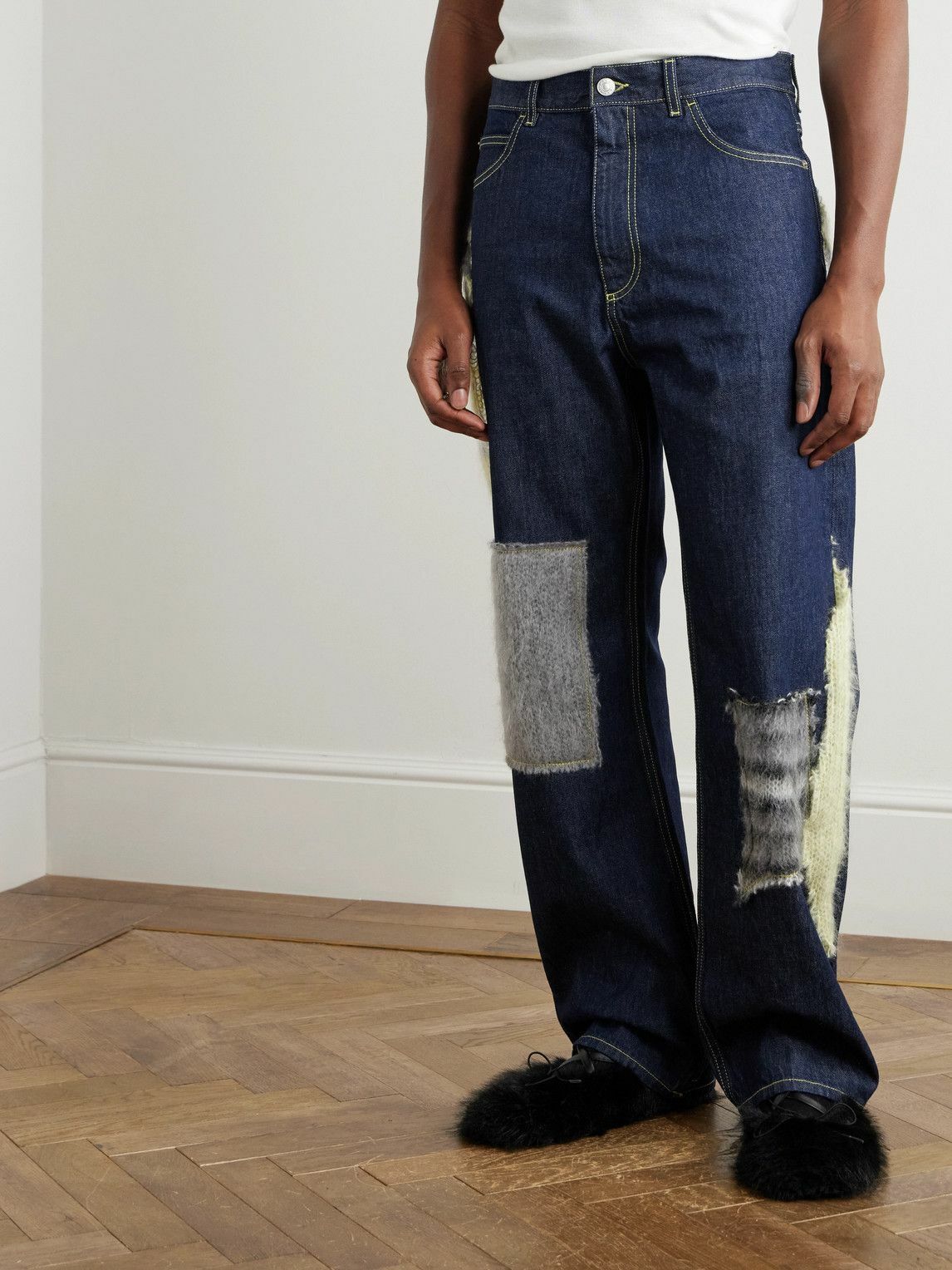 Marni - Straight-Leg Mohair-Blend Trimmed Jeans - Blue Marni