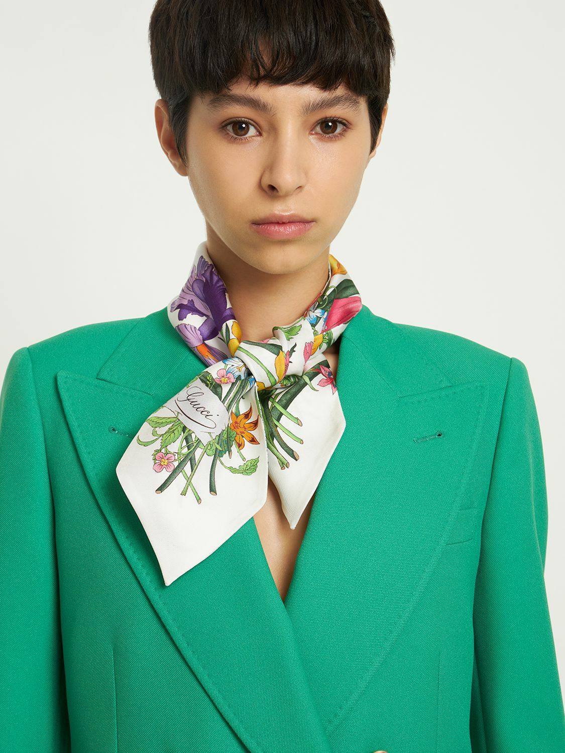 GUCCI - Printed Silk Neck Bow Gucci