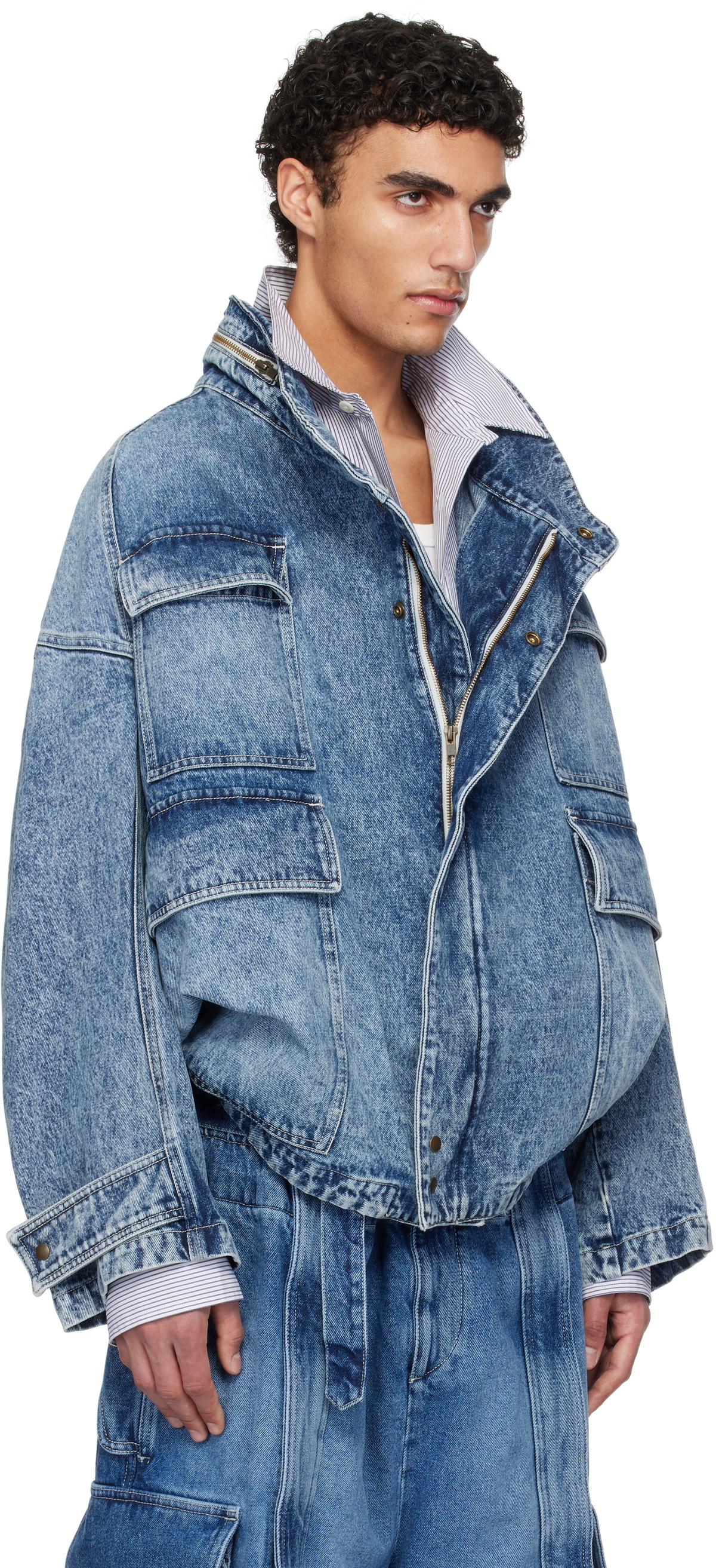 Hed Mayner Blue Flap Pocket Denim Jacket Hed Mayner
