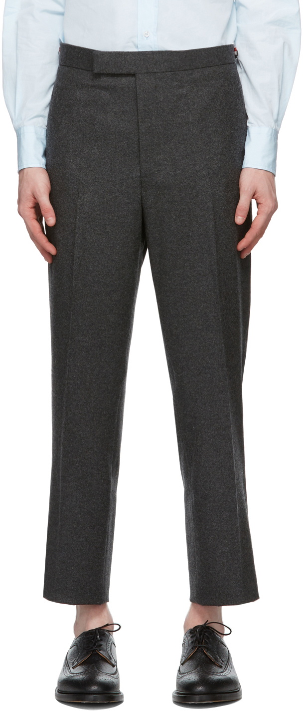 Thom Browne Grey Wool Side Tab Trousers Thom Browne