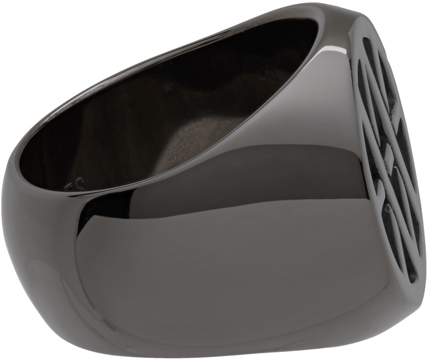 Vyner Articles Gunmetal Logo Signet Ring Vyner Articles