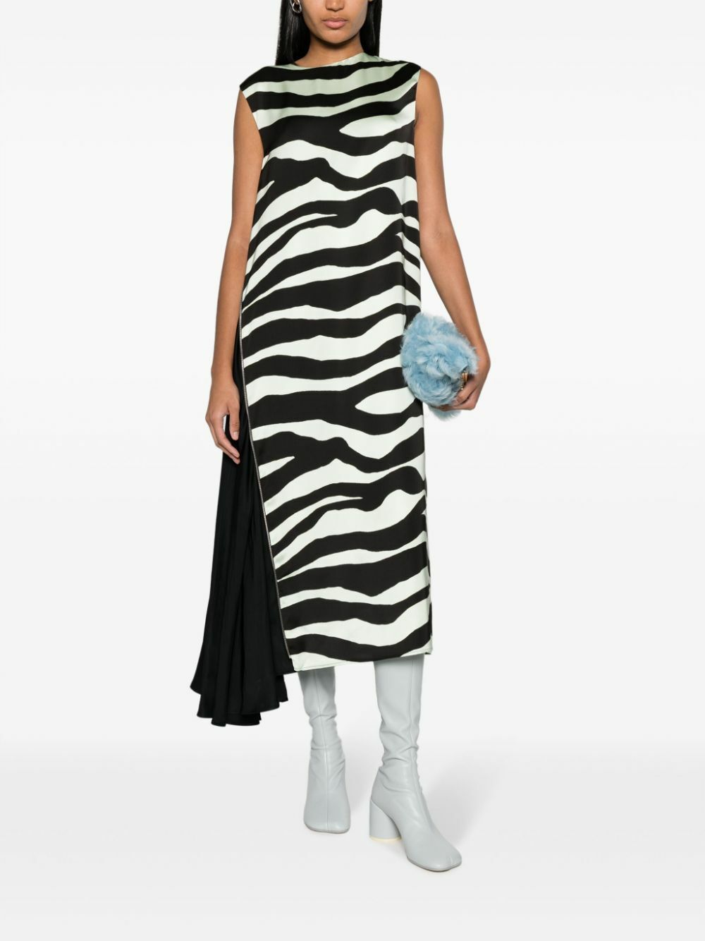 Jil Sander Black Zebra-Print Midi Dress Jil Sander