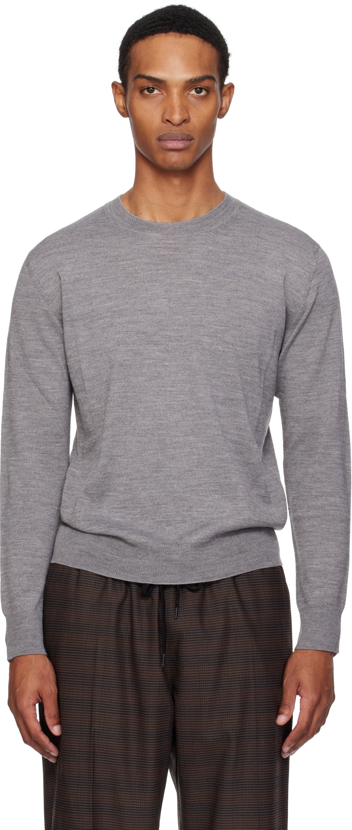 MM6 Maison Margiela Gray Elbow Patch Sweater MM6 Maison Margiela