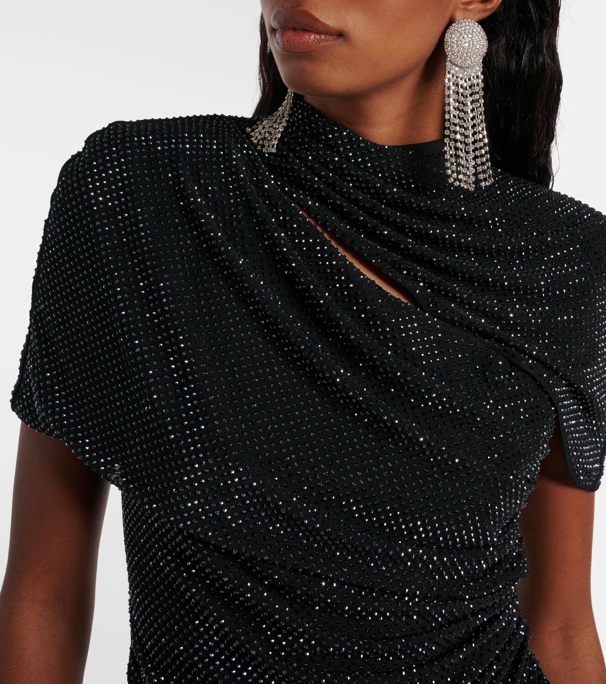 Self-Portrait Draped embellished mesh top Self-Portrait