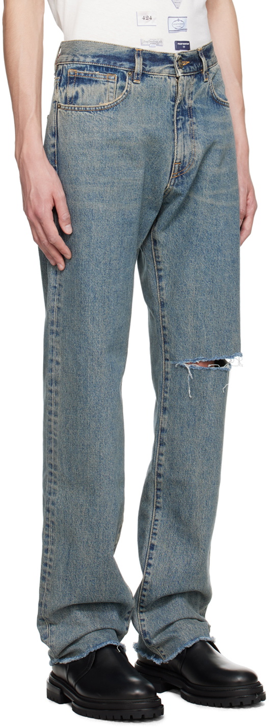424 Indigo Rip Jeans 424