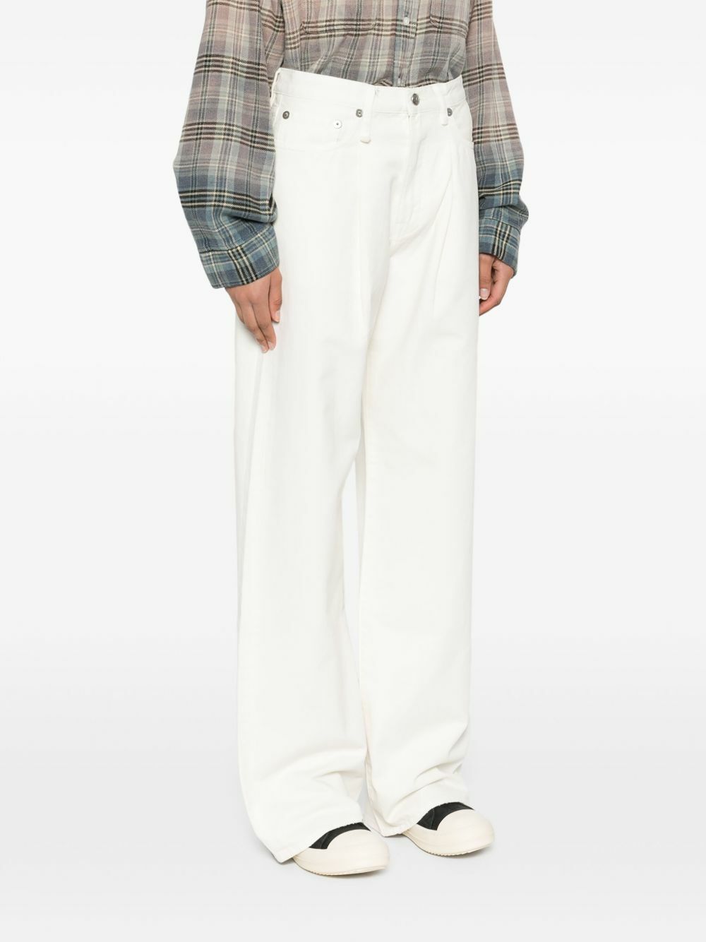 R13 White Cotton Wide-Leg Jeans R13