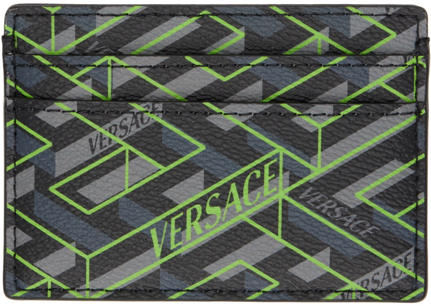 Versace Black 'La Greca' Card Holder Versace