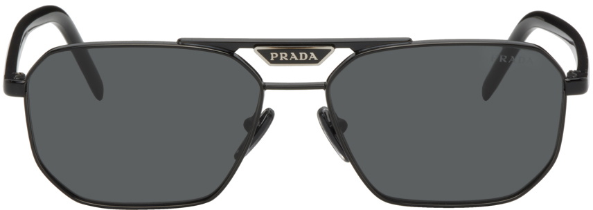 Prada Eyewear Black Logo Bridge Sunglasses Prada