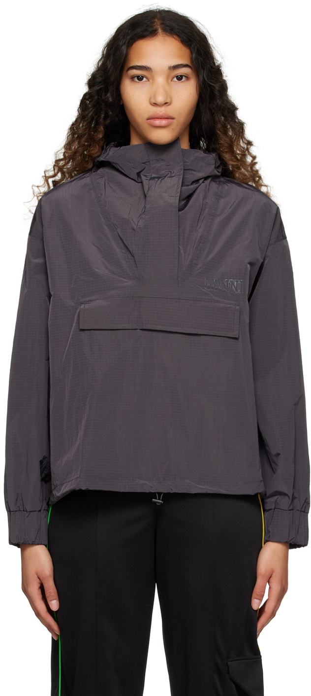 GANNI Gray Hooded Jacket GANNI