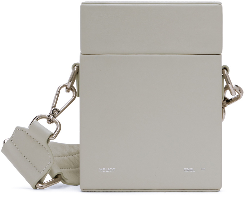 HELIOT EMIL Gray Leather Carabiner Box Bag Heliot Emil
