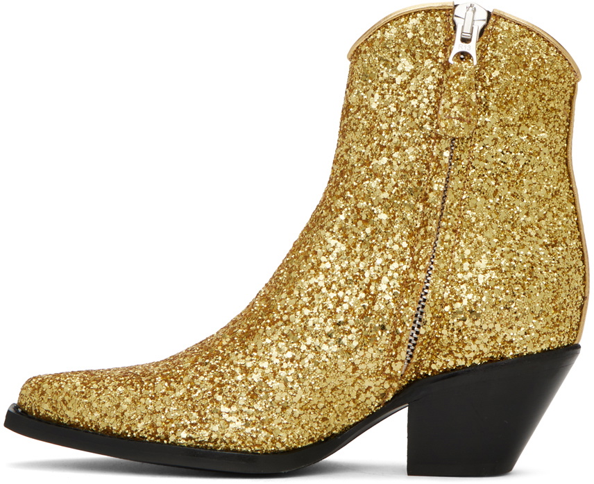 R13 Gold Skinny Ankle Cowboy Boots R13