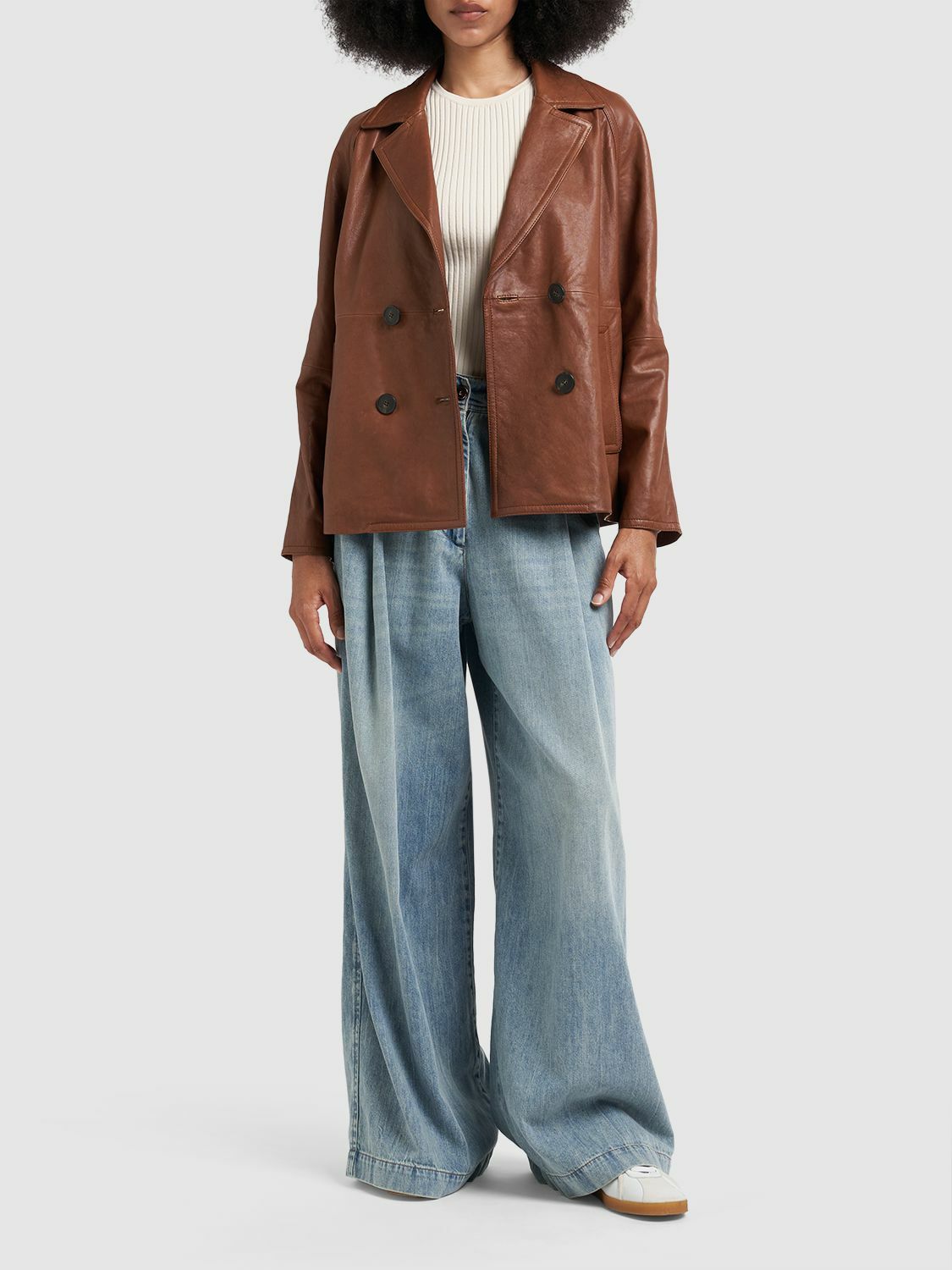 WEEKEND MAX MARA Oria Double Breast Leather Jacket Weekend Max Mara