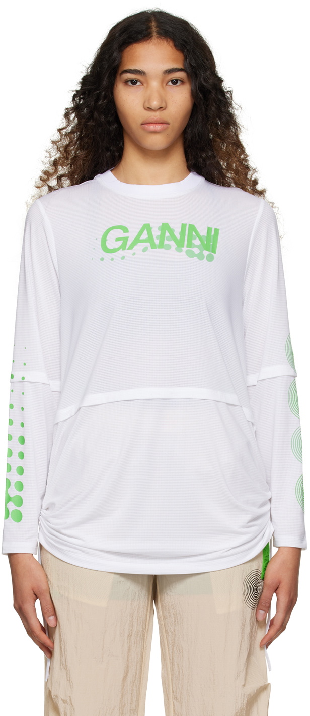 GANNI White Active Mesh Top GANNI