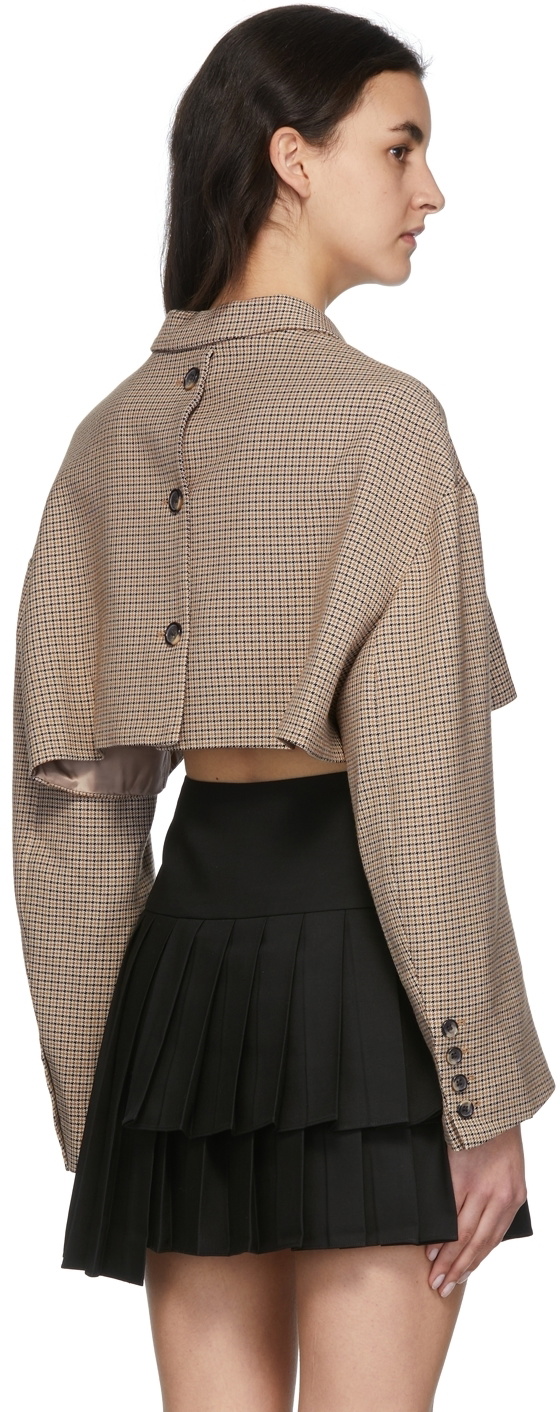 Rokh Beige Check Cropped Blazer Rokh