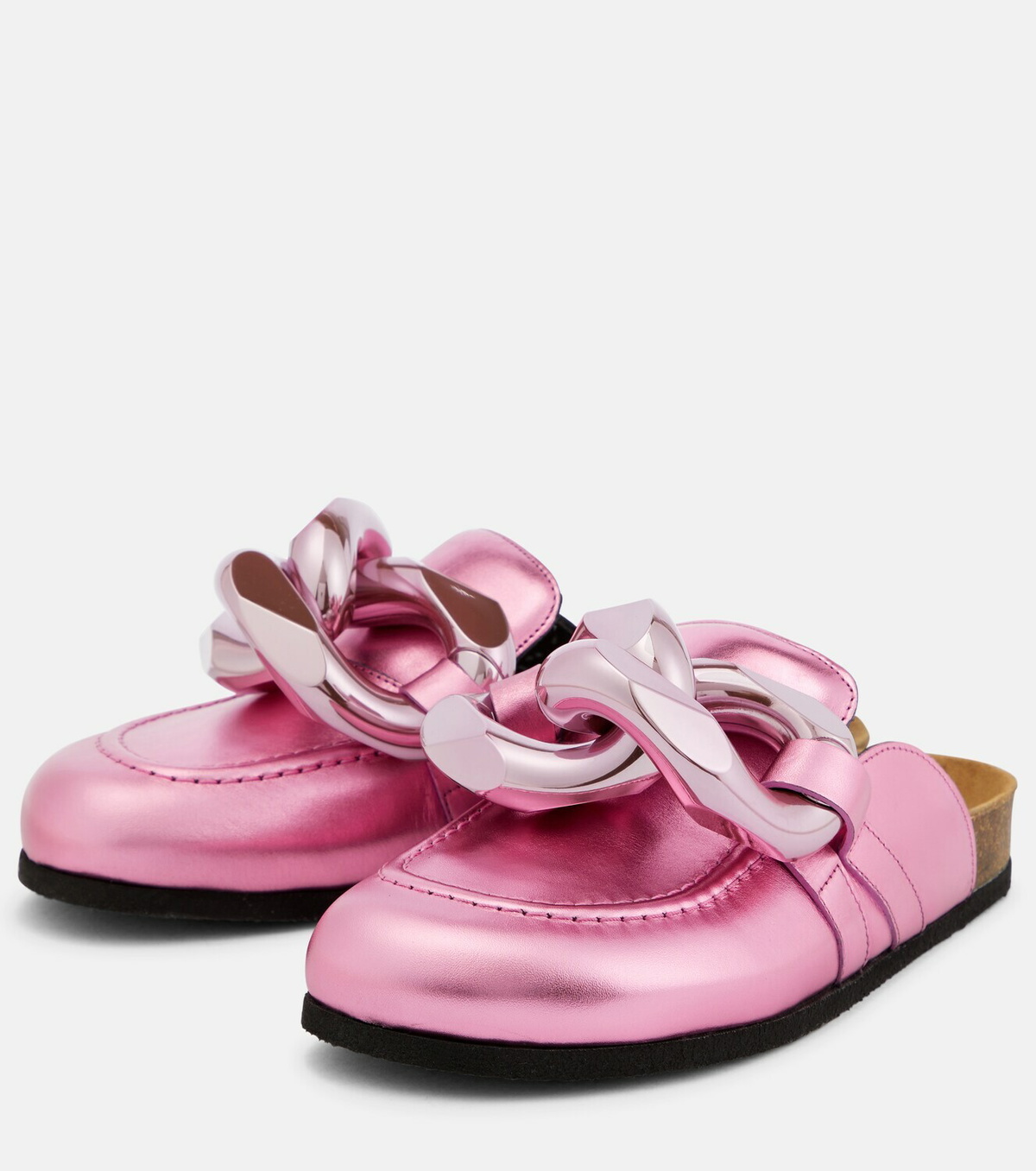 JW Anderson - Embellished metallic leather slippers JW Anderson