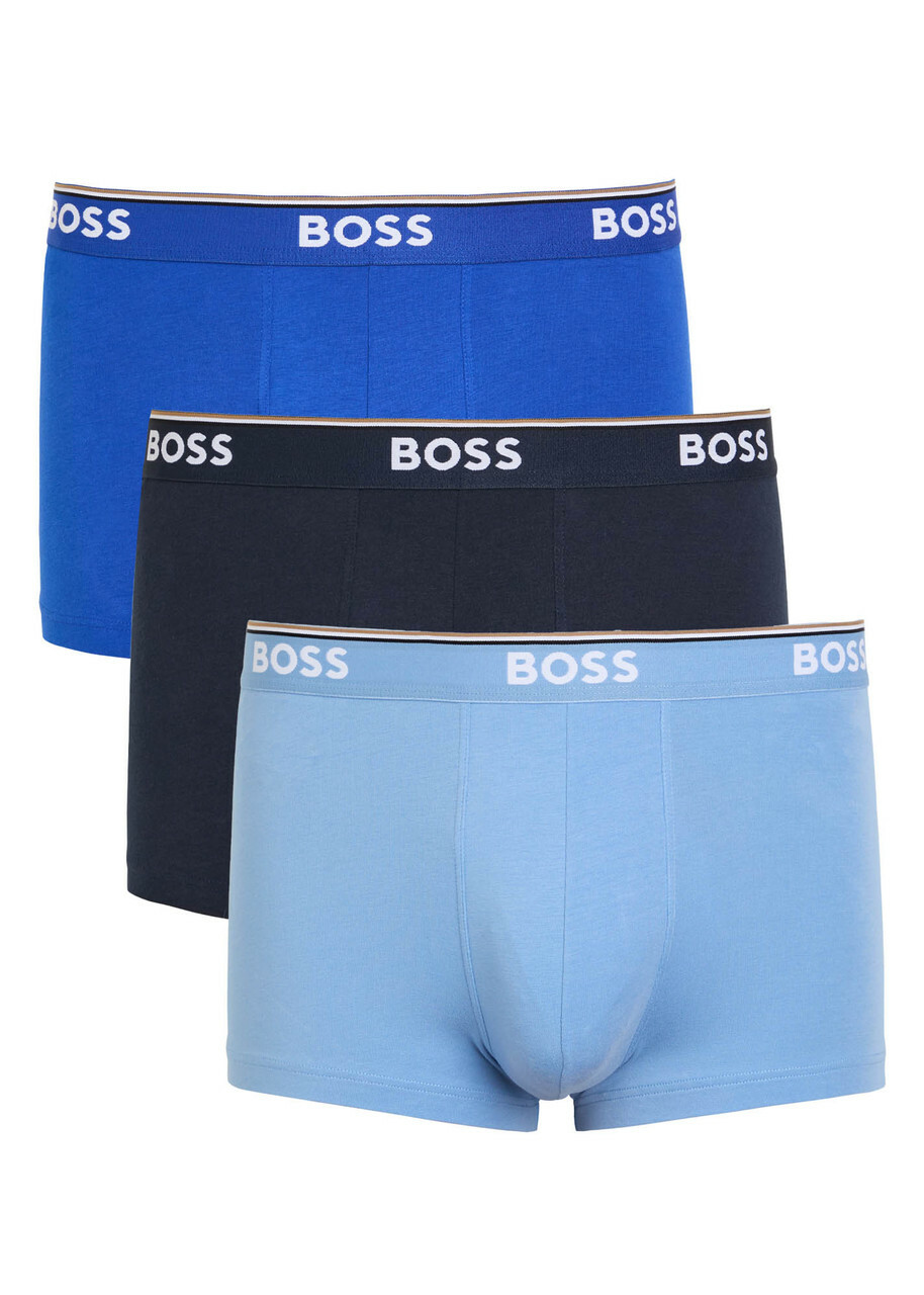 Boss Power Stretch-cotton Boxer Trunks set of Three Blue BOSS