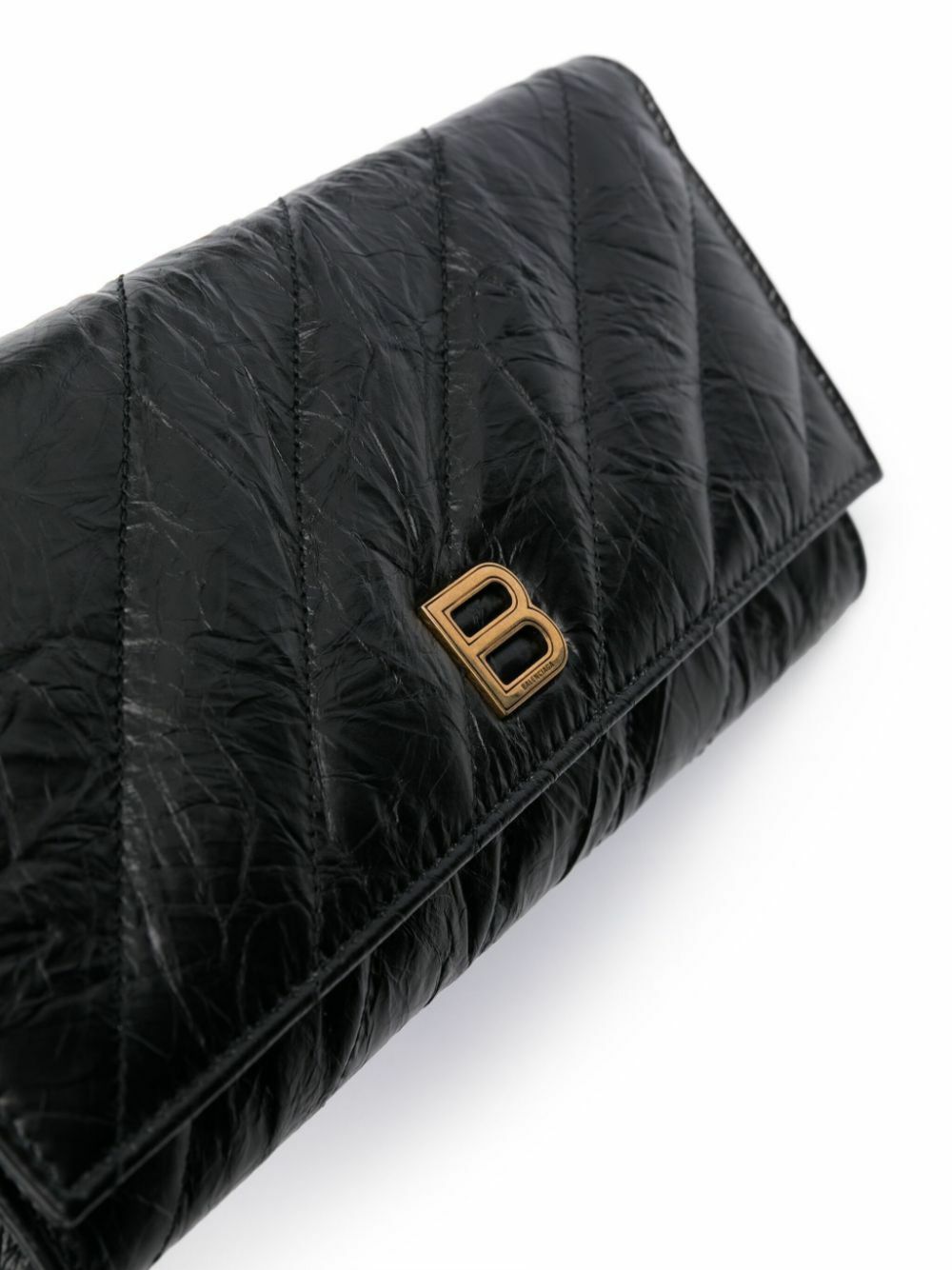 Balenciaga Black Crush Leather Wallet-On-Chain Balenciaga