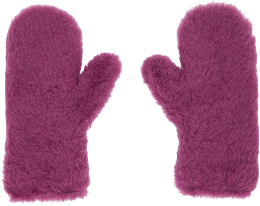 Max Mara Purple Detachable Mittens Max Mara