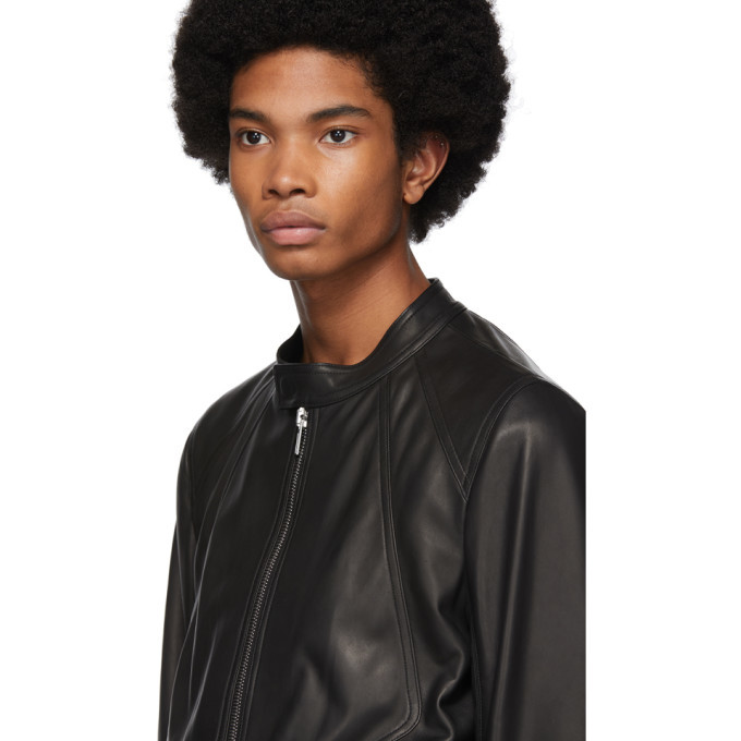 Rick Owens Black Leather Intarsia Jacket Rick Owens