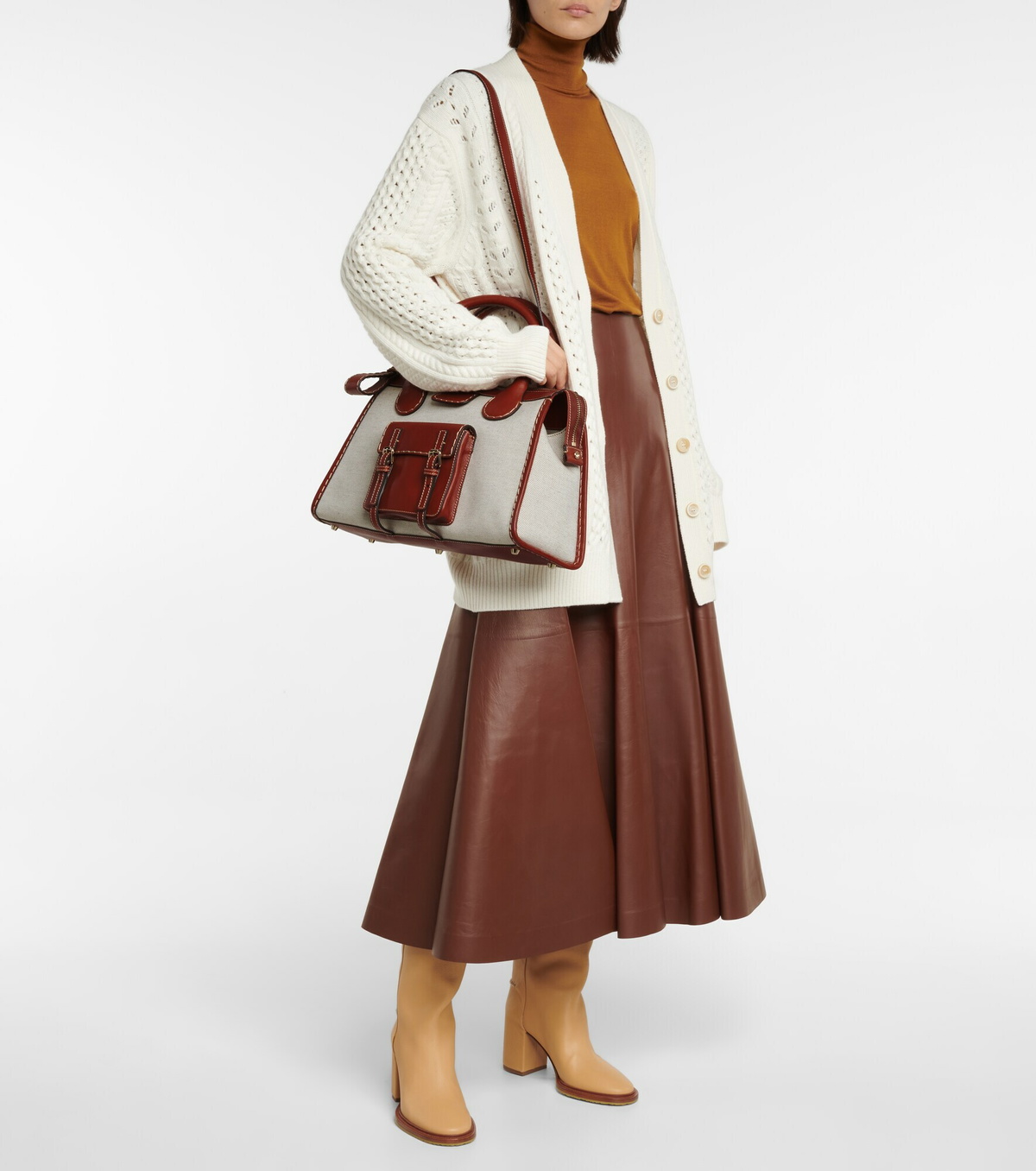 Chloe - Edith Medium canvas and leather tote Chloe