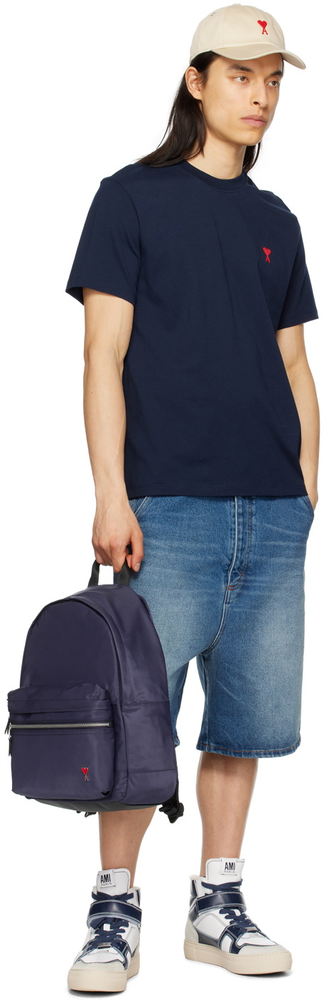 AMI Paris Navy Ami de Cœur Backpack AMI