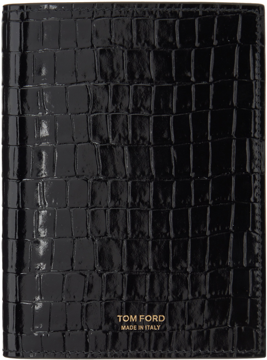 TOM FORD Black Croc Leather Passport Holder TOM FORD