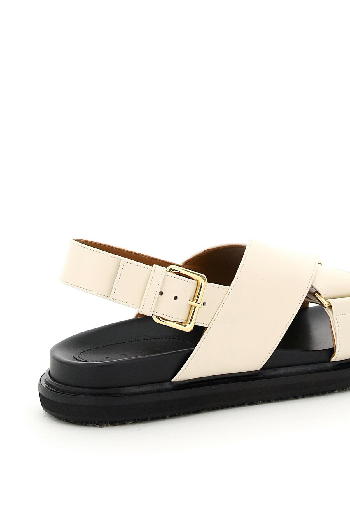 Marni Ivory Leather Sandals Marni