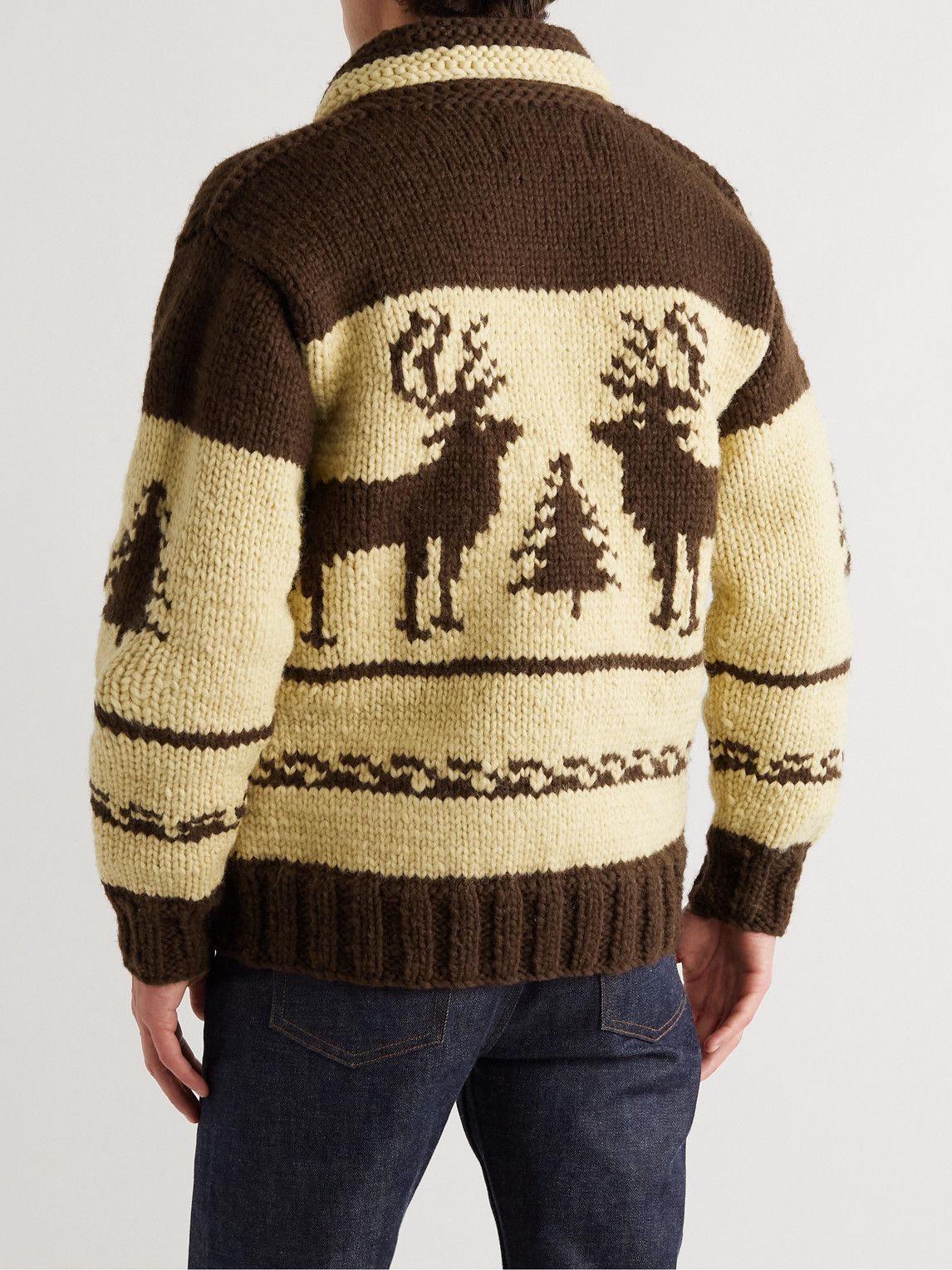 Canadian Sweater Company - Slim-Fit Shawl-Collar Intarsia Wool Zip-Up ...