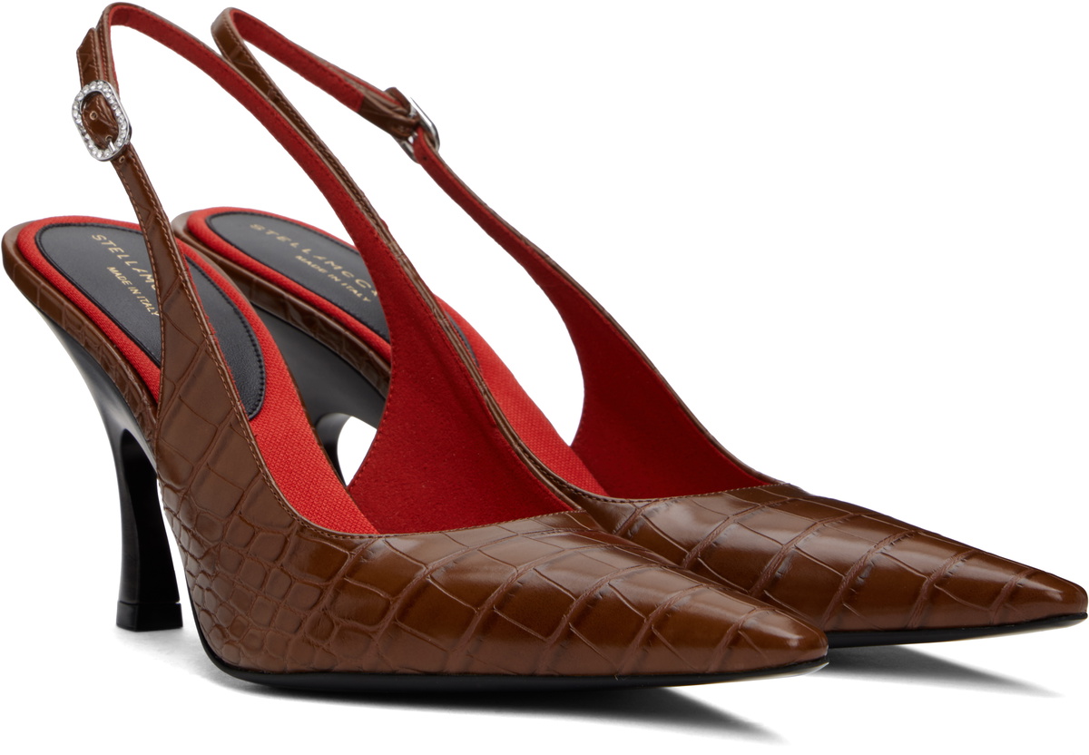 Stella McCartney Brown Elsa Pointed Toe Slingback Heels Stella McCartney