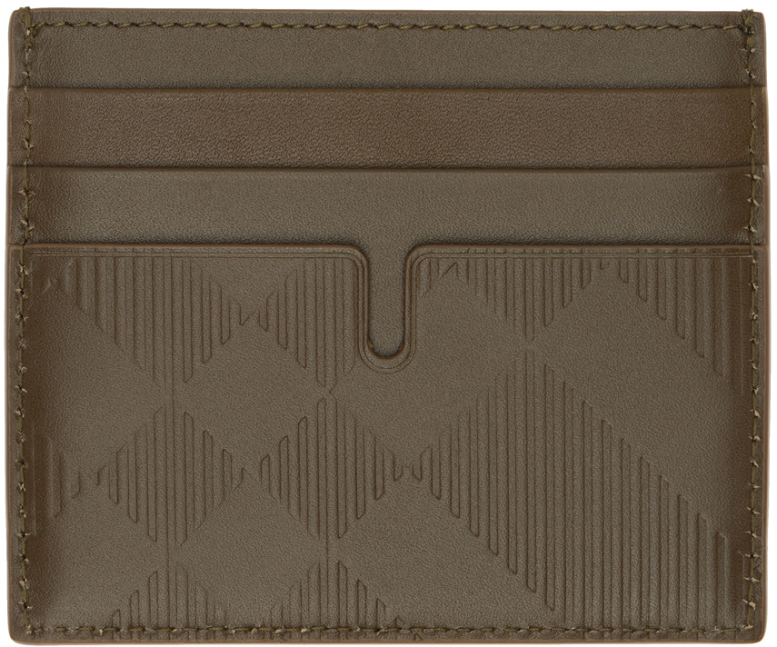 Burberry Brown Tall Embossed Check Card Holder Burberry