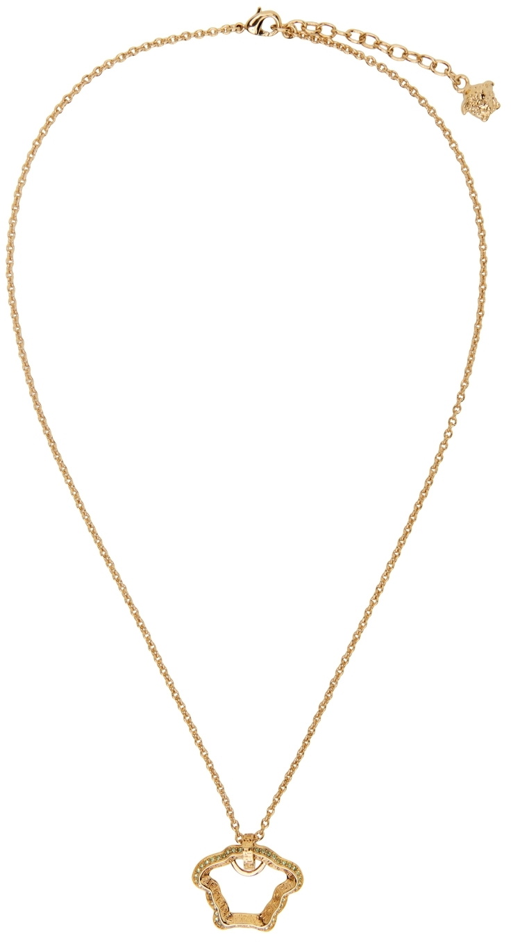 Versace Gold & Green Medusa Curve Necklace Versace