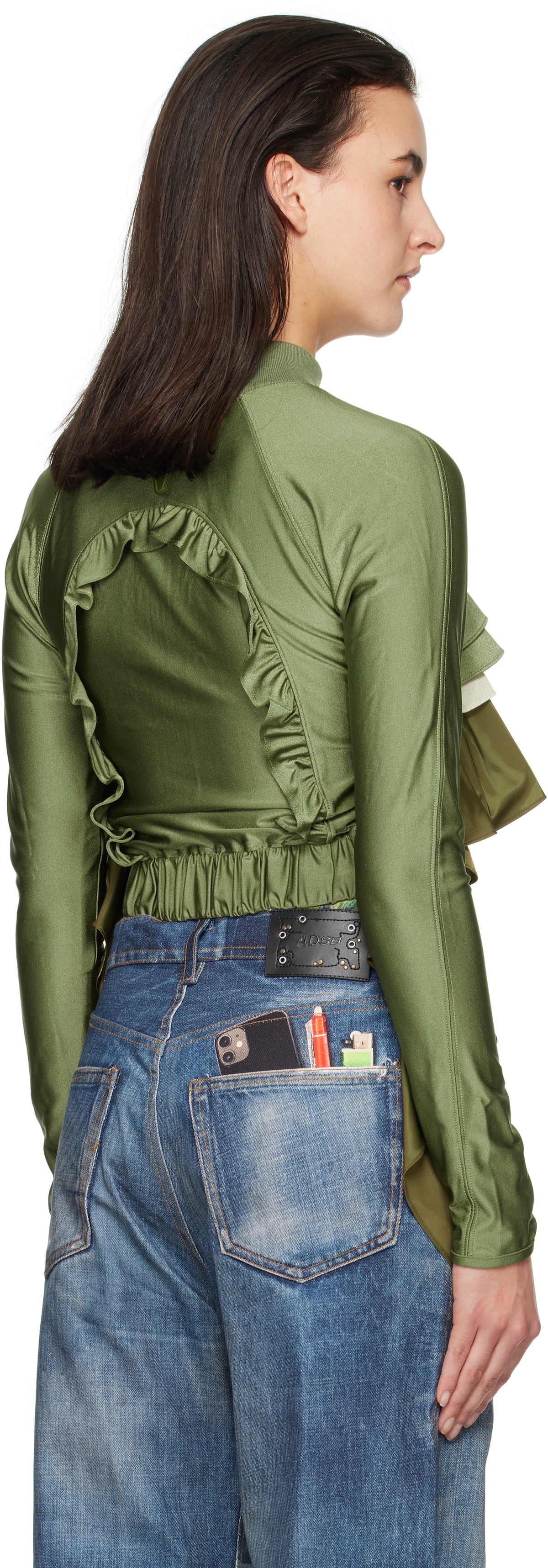 Andersson Bell Khaki Riley Ruffle Tight Zip Up Jacket Andersson Bell